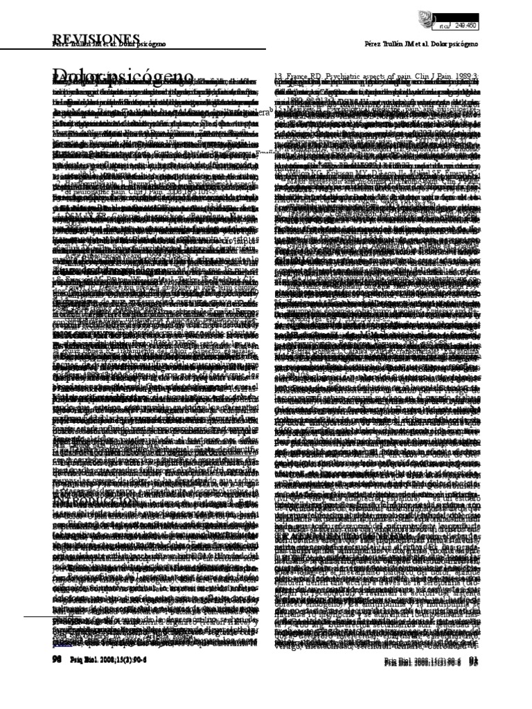 Dolor Psicógeno Artículo | PDF | Ansiedad | Las emociones