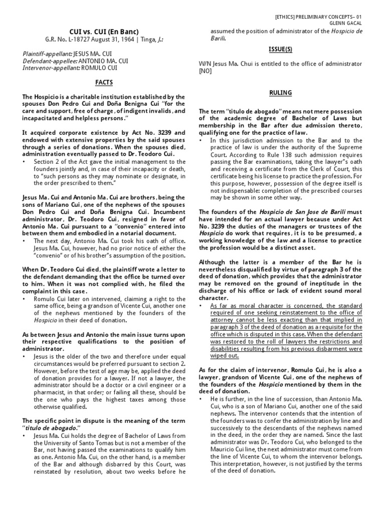 01 CUI vs. CUI | PDF | Lawyer | Common Law