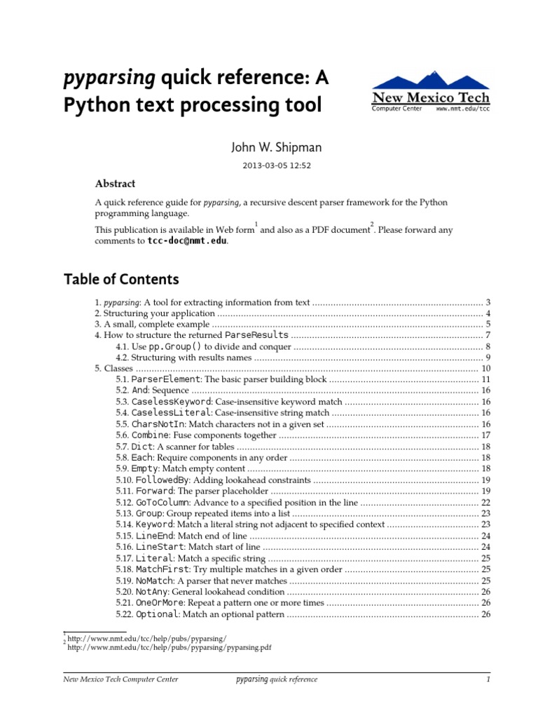 Manual PyParsing PDF | PDF | Parsing | Regular Expression