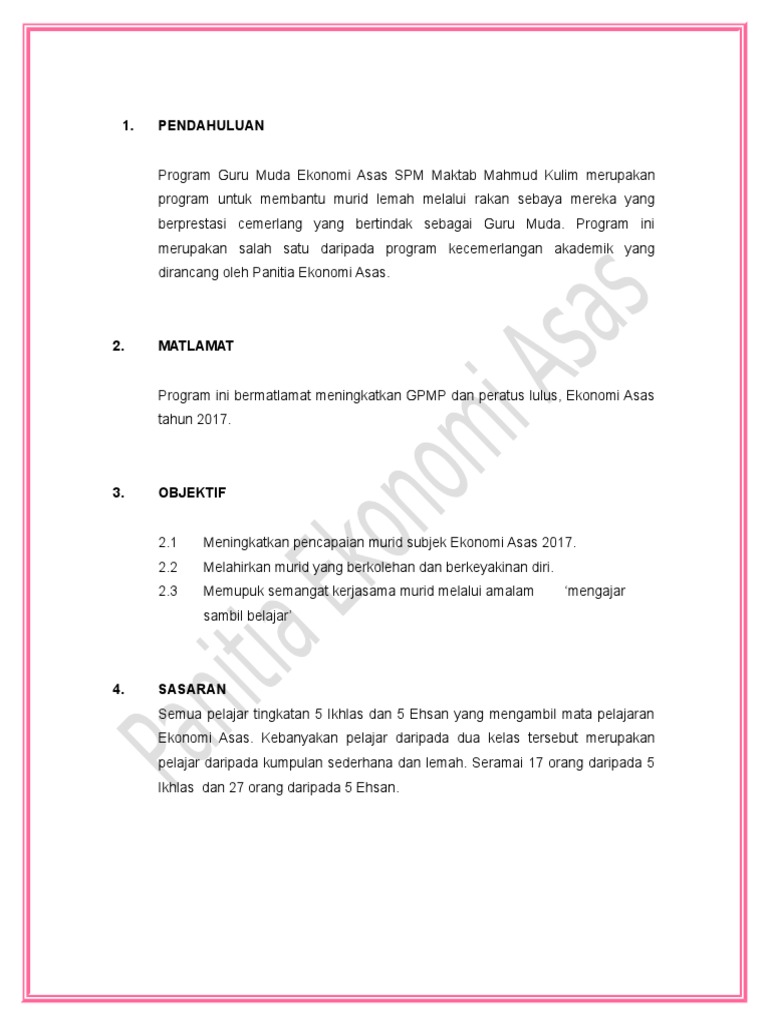 Kertas Kerja Program Guru Muda | PDF