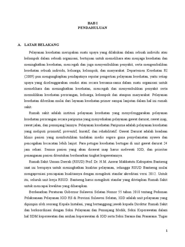 Contoh Rencana Kerja Igd | PDF