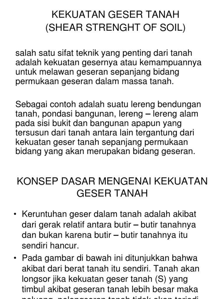 Kekuatan Geser Tanah dan Pengukurannya | PDF