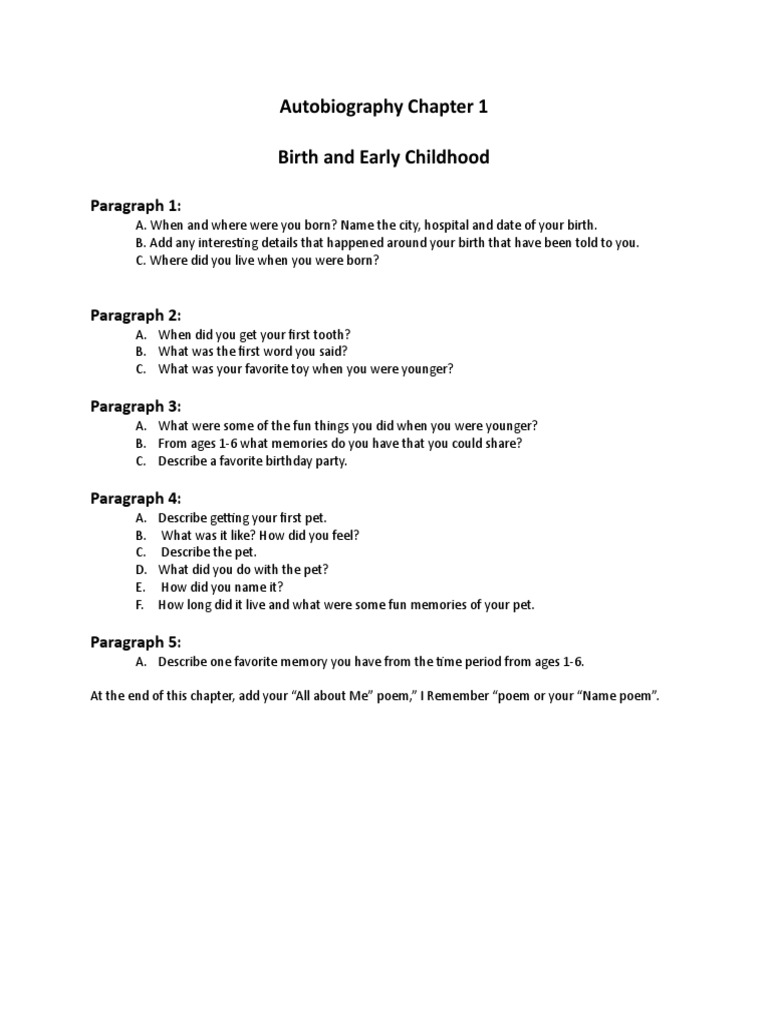 Autobiography Chapter 1 | PDF