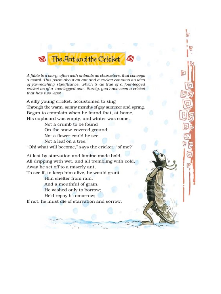 The Ant and The Cricket CLASS 8 NCERT | PDF