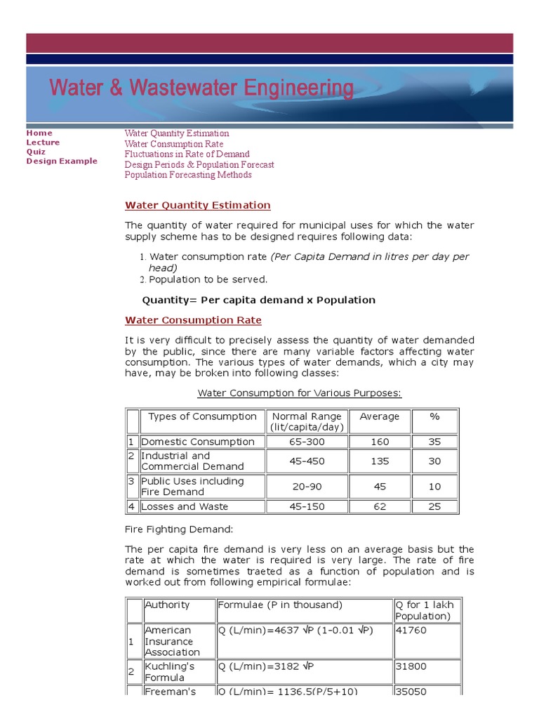 Water Quantity Estimation PDF | PDF | Water Use | Demand