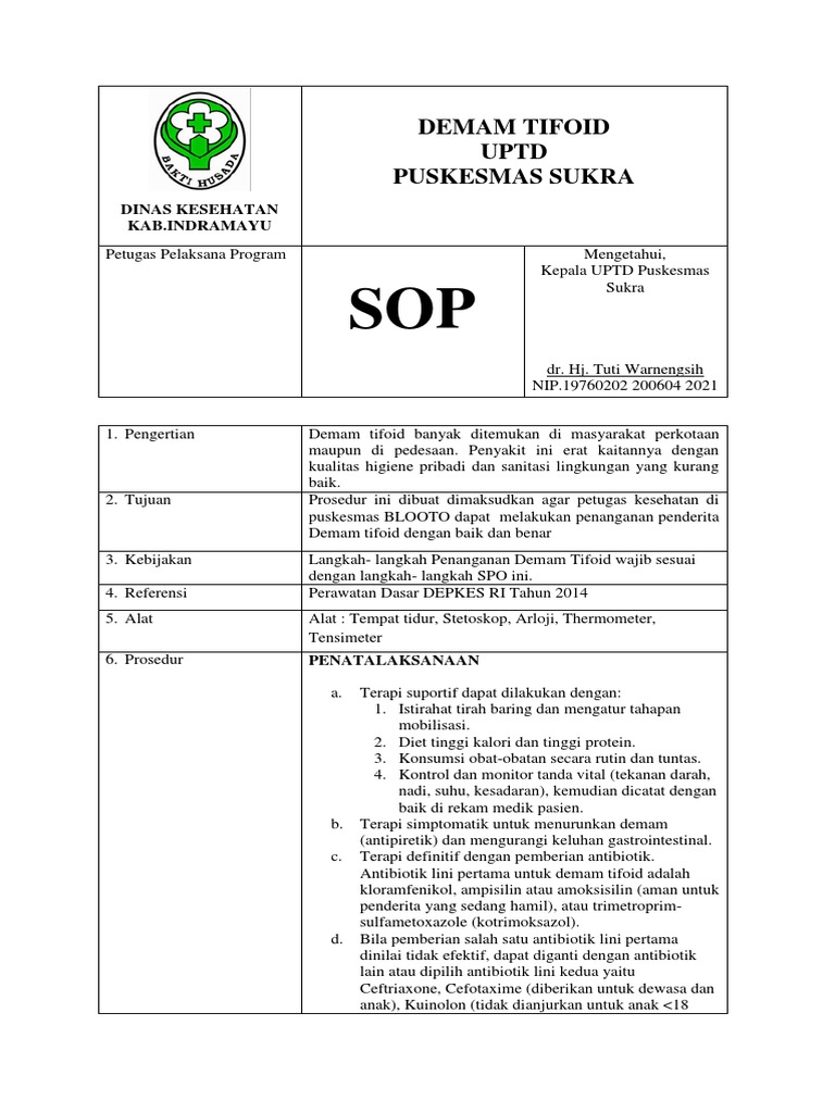SOP Demam Tifoid | PDF