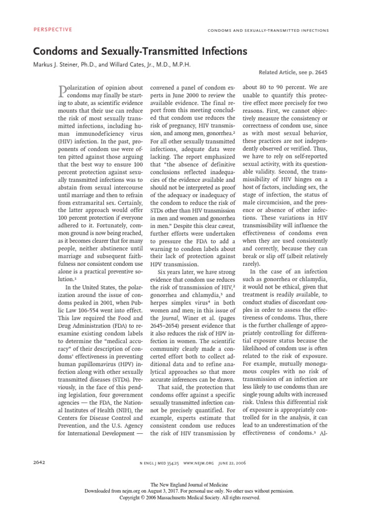 Condoms And Sexually Transmitted Infections Perspective Pdf Sexually Transmitted Infection