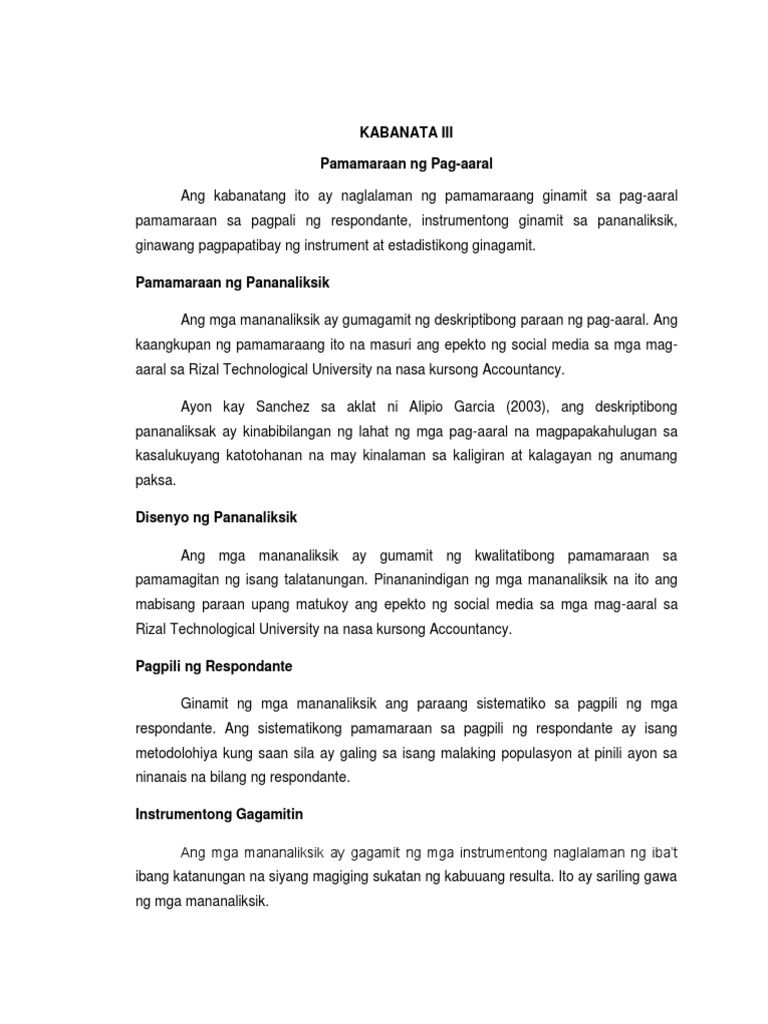 Kabanata 3 Pananaliksik