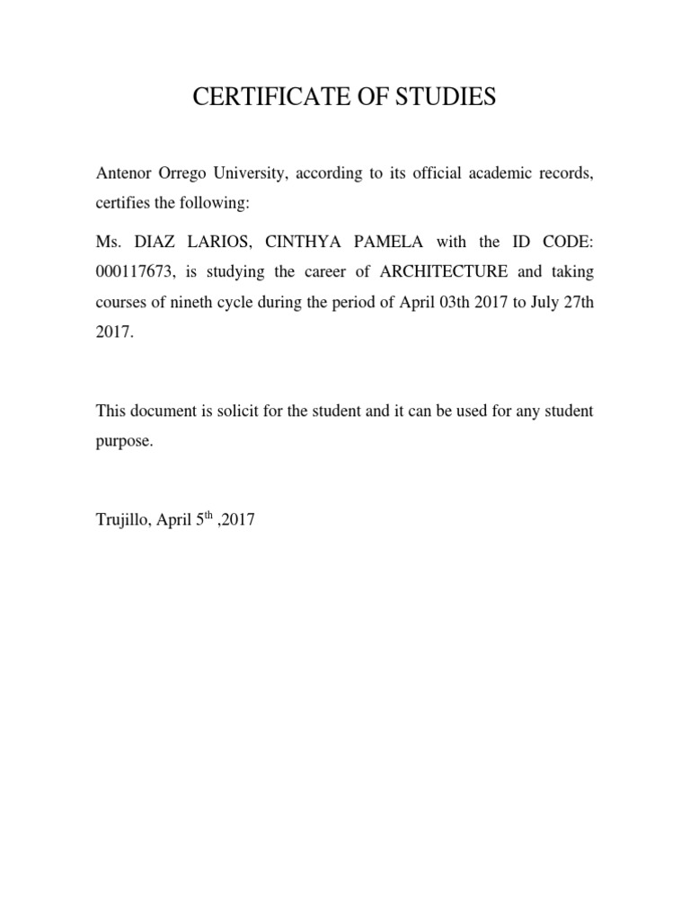 Certificate of Studies | PDF