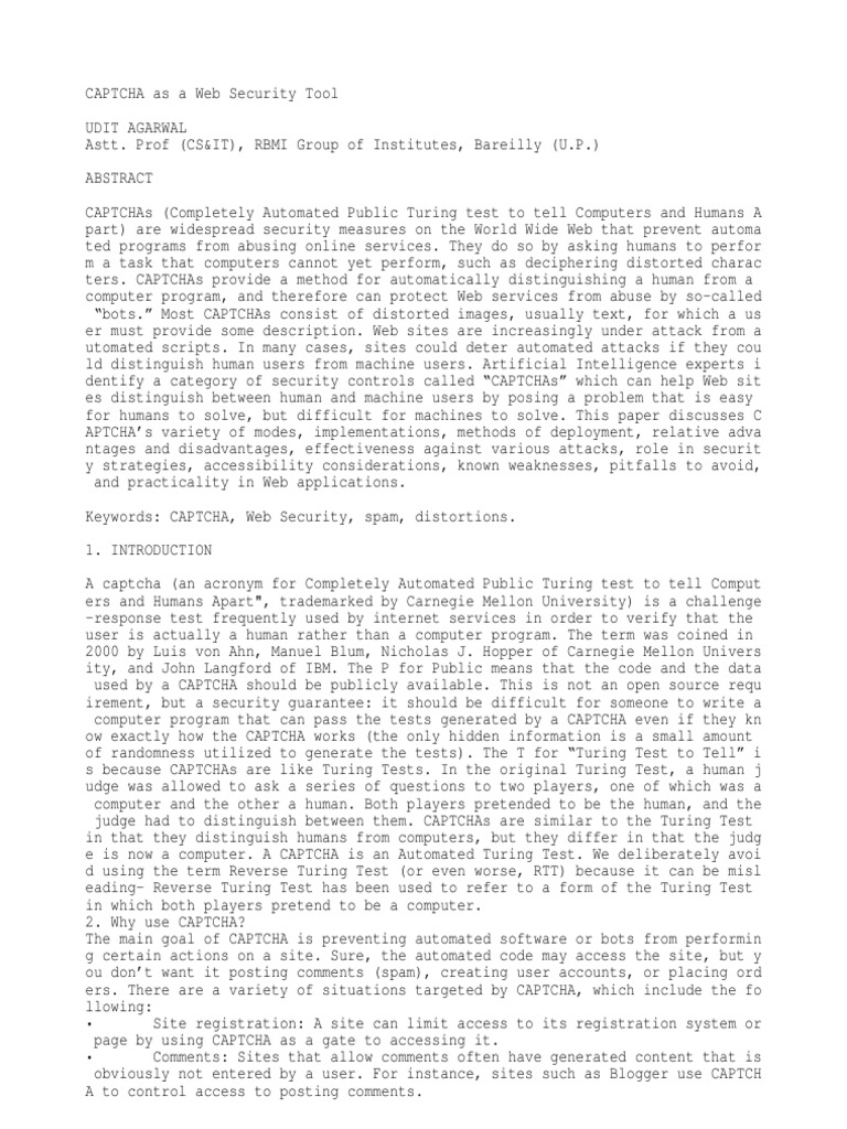 Captcha Pdf Areas Of Computer Science Cybercrime 