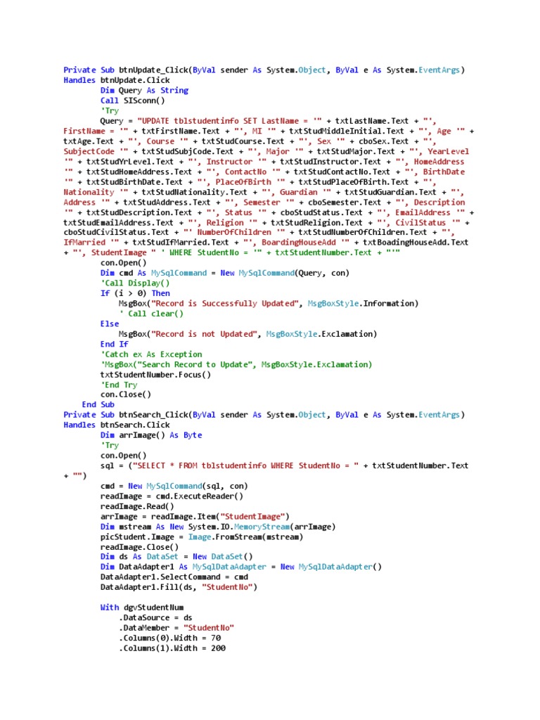 Private Sub Btnupdate | PDF | Databases | Programming Paradigms