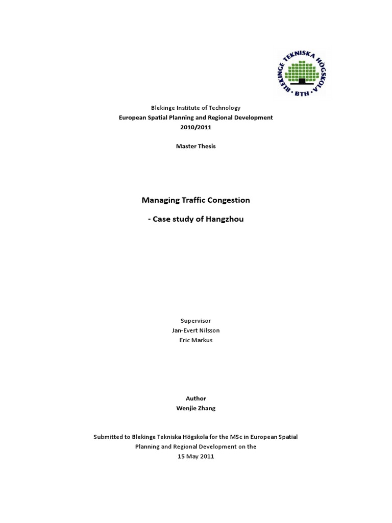 Transportation Engineering Thesis | PDF | Traffic Congestion | Traffic
