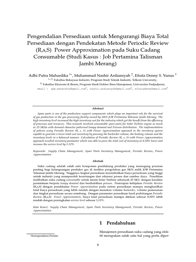 Inventory Control Metode Periodic Review - Power Approximation SK Job ...