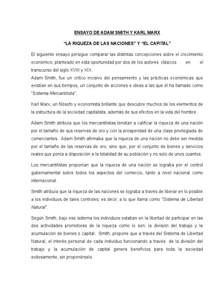 Adam Smith y Karl Marx | PDF | Adam Smith | Bienes