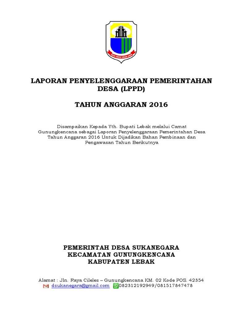 LPPD Desa Sukanegara 2016 Terbaru PDF | PDF