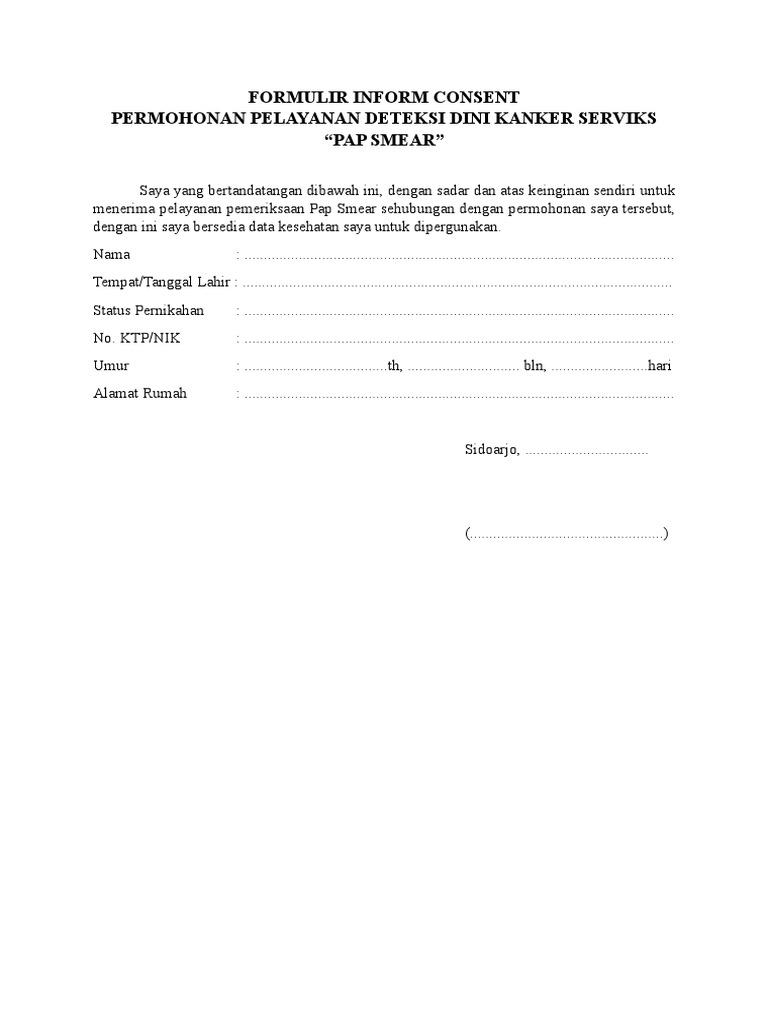 Formulir Inform Consent Pap Smear | PDF