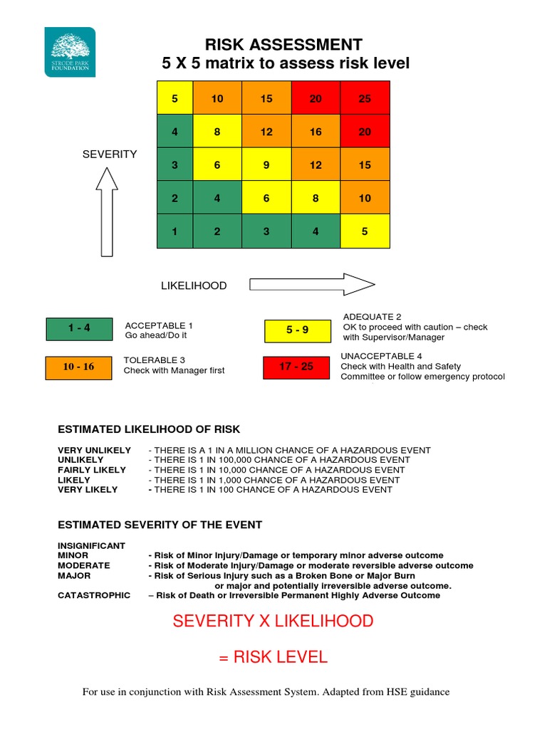 RISK ASSESSMENT Matrix To Assess Risk Level | PDF