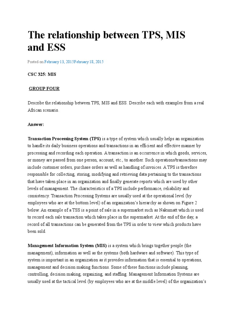 The Relationship Between TPS, MIS and ESS: A Real African Scenario ...