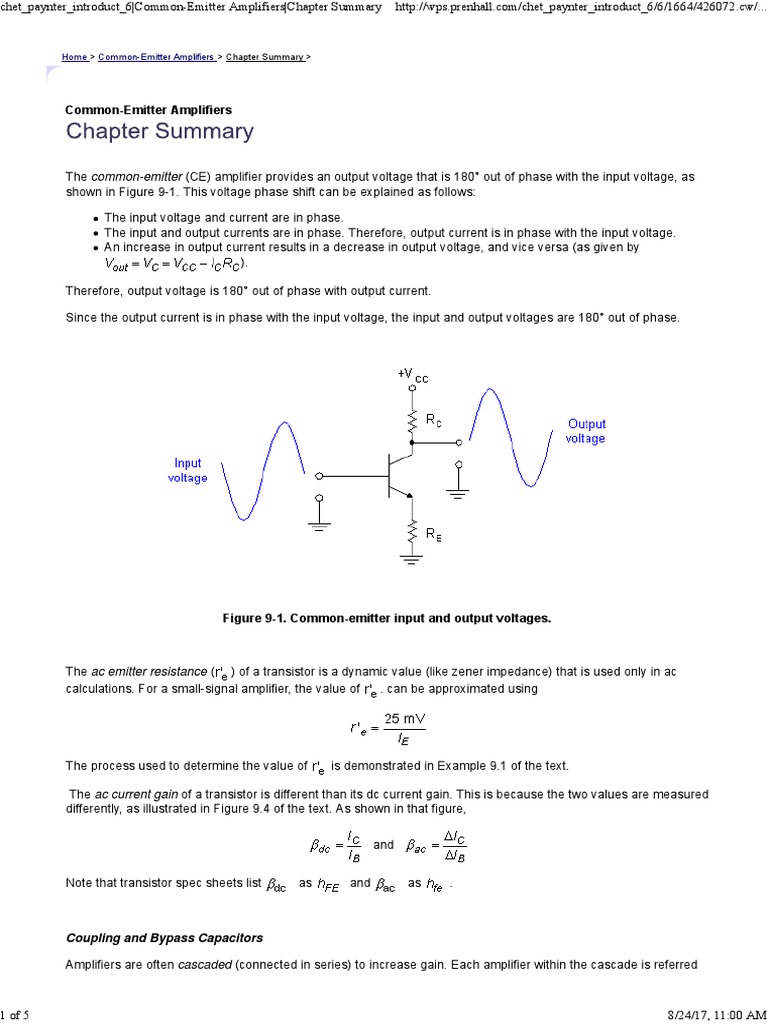Chet Paynter Introduct 6 Common-Emitter Amplifiers Chapter Summary | PDF | Amplifier ...
