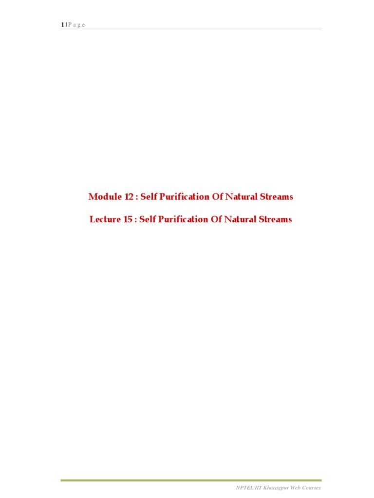 Self Purification of Stream PDF | PDF | Sewage Treatment | Water