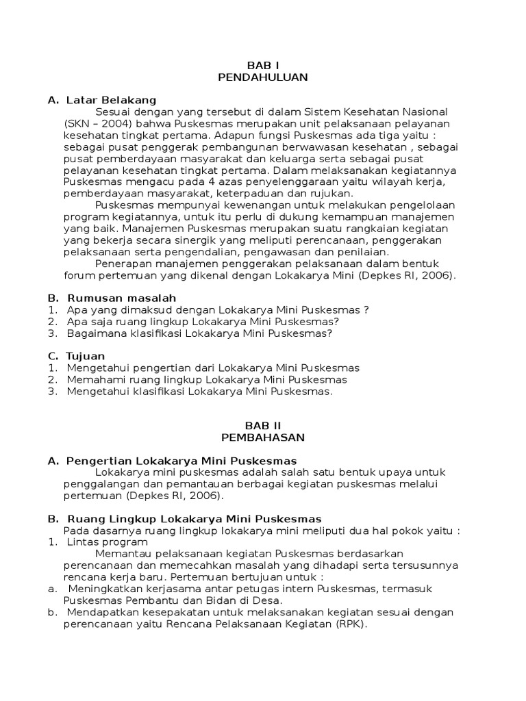 Contoh Loka Karya Mini Dan Ruk Dan RPK | PDF