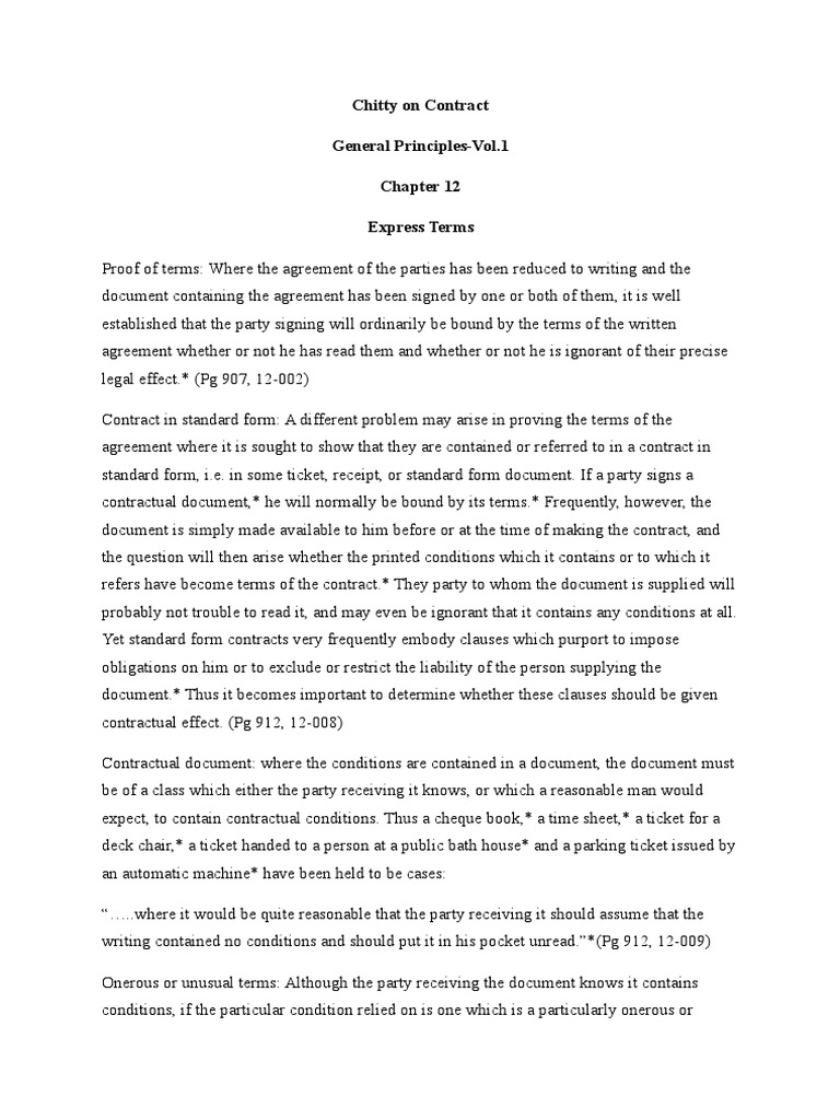 Chitty On Contract | PDF | Contractual Term | Breach Of Contract