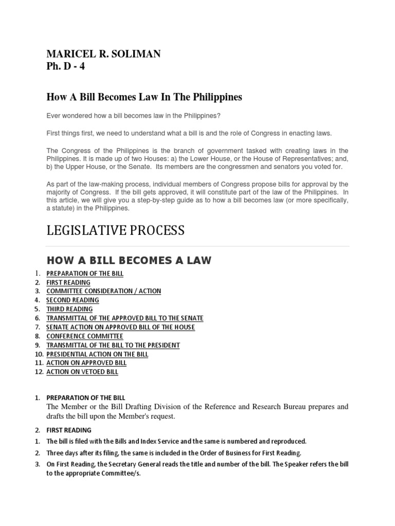 How A Bill Becomes Law in The Philippines Teta | PDF | Veto | Bill (Law)