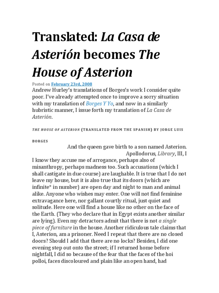 The House of Asterion | PDF