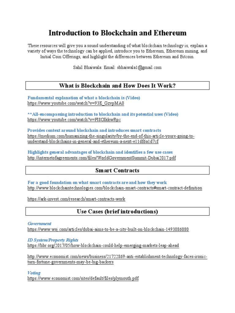 Blockchain & Ethereum Guide | PDF | Science And Technology | Computing