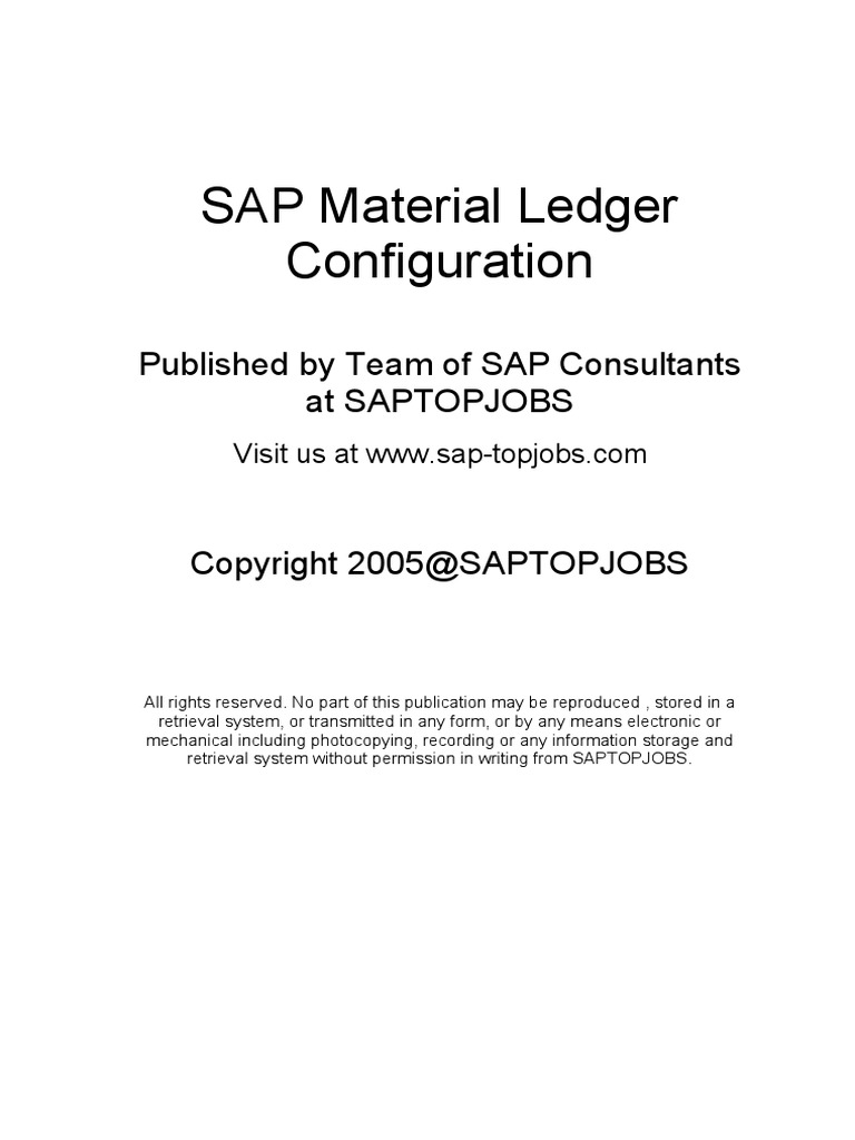SAP Product Costing: Material Ledger Configuration | PDF