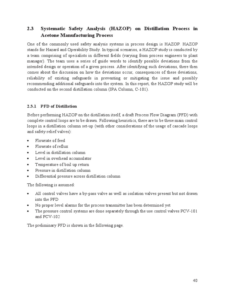 HAZOP Analysis for Acetone Distillation | PDF | Distillation | Pump