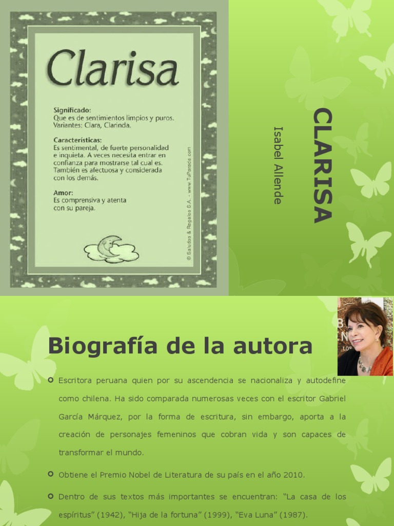 Biografía y análisis de "Clarisa" de Allende | PDF | Mujer | Gabriel ...