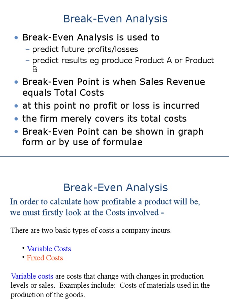 Break-Even Analysis is used to | Business | Business Economics | Free ...