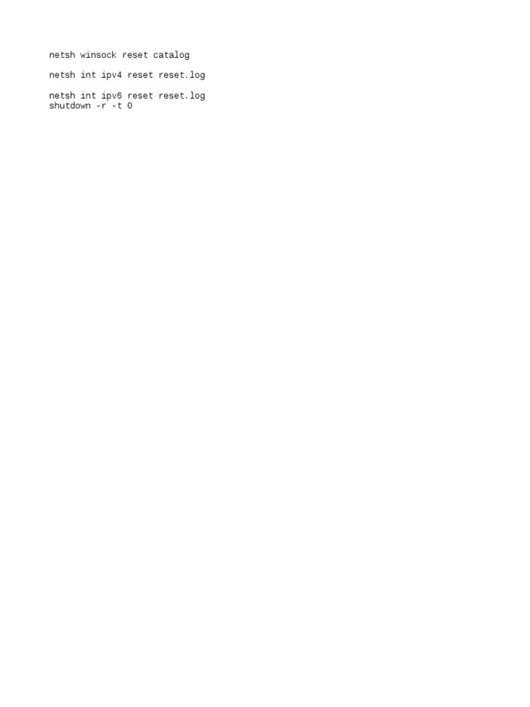 Netsh Winsock Reset Catalog Netsh Int Ipv4 Reset Reset Log Netsh Int