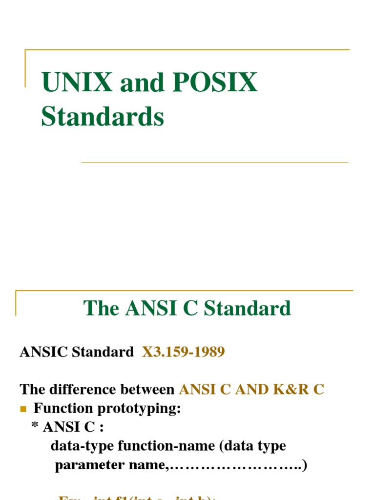 Unix and Posix Standards (1) | C (Programming Language) | C++