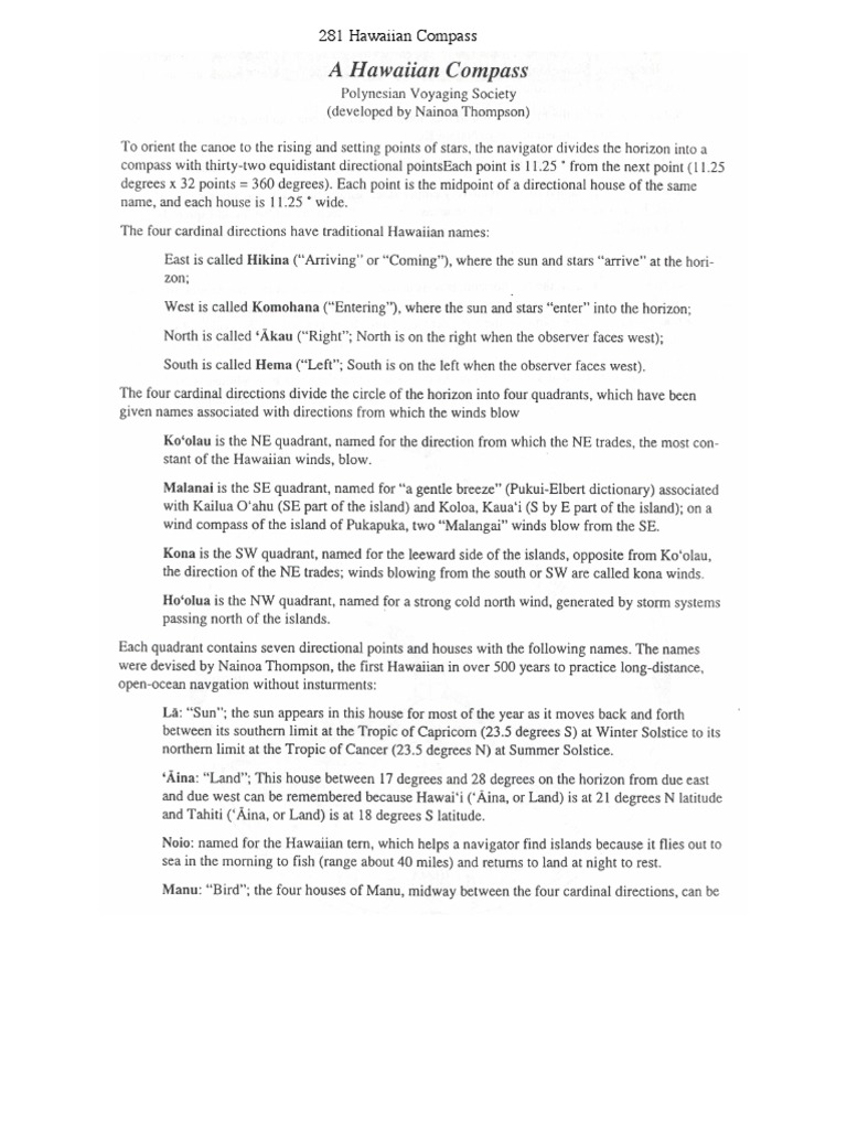Hawaiian Compass Overview 281 | PDF