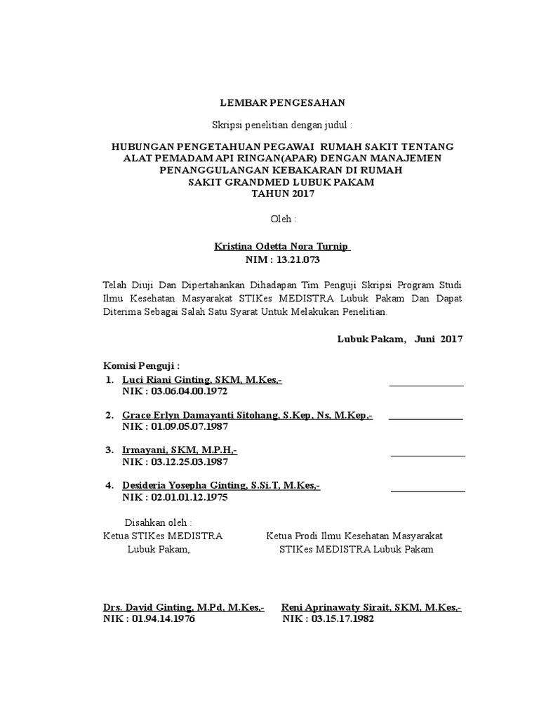 Lembar Pengesahan Skripsi | PDF