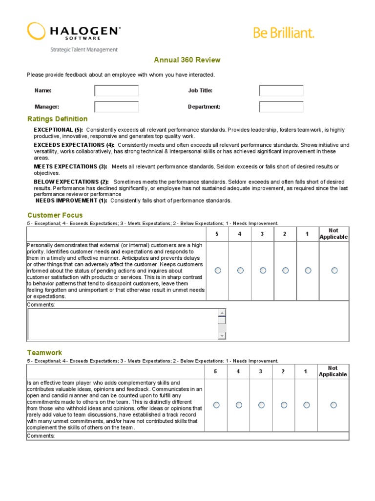 360 Peer Evaluation Form | PDF | Performance Appraisal | Leadership