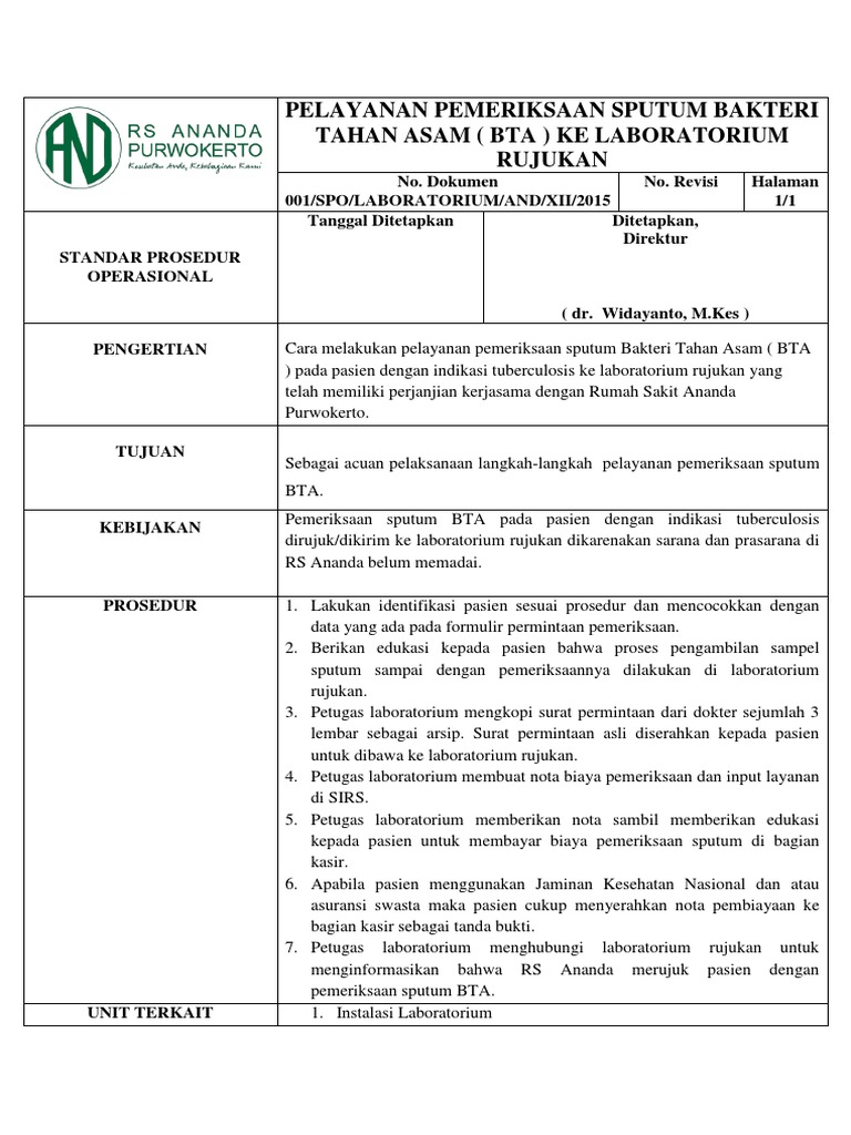 Spo Pelayanan Rujuk Bta | PDF