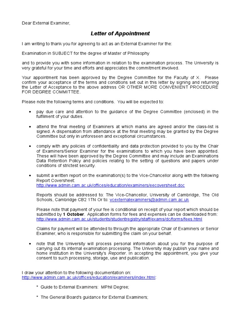 Template External Appointment Letter | PDF | Social Institutions ...