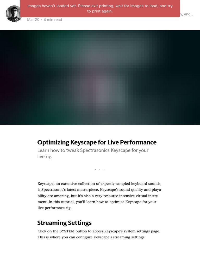 Optimizing Keyscape For Live Performance | PDF | Random Access Memory ...