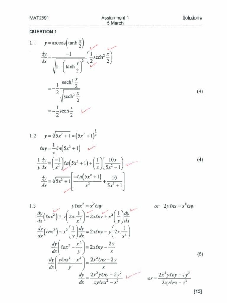 Marker Memorandum MAT2691 Assignment 1 | PDF
