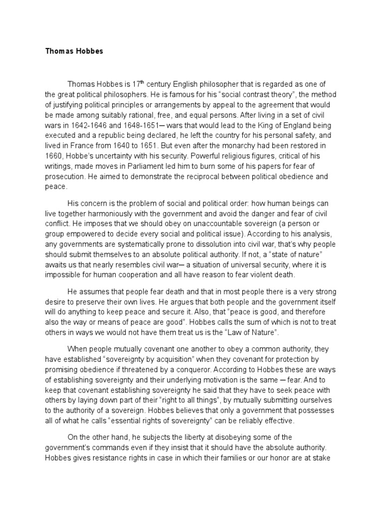 Thomas Hobbes | Sovereignty | Thomas Hobbes