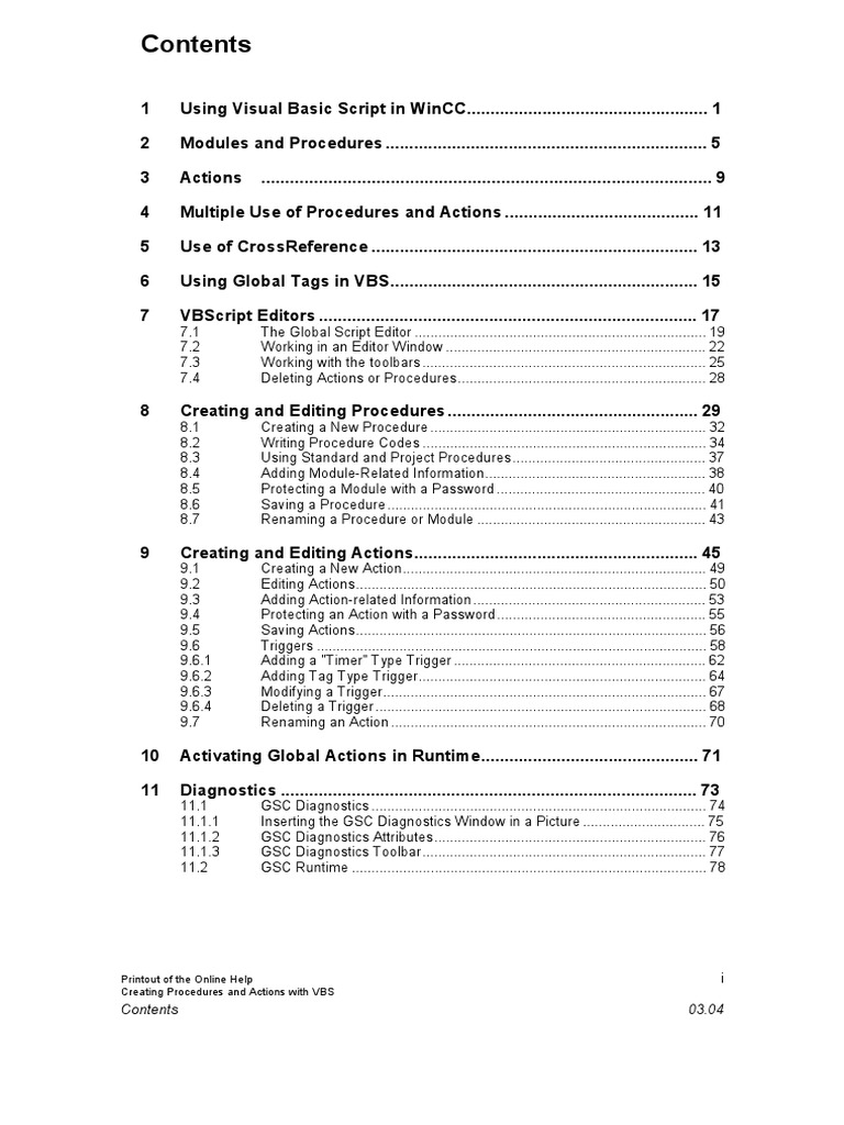 Using Visual Basic Script in WinCC PDF | PDF