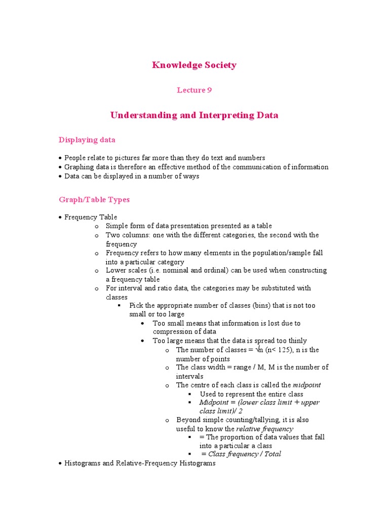 Lecture 8 - Understand and Interpreting Data | PDF | Histogram