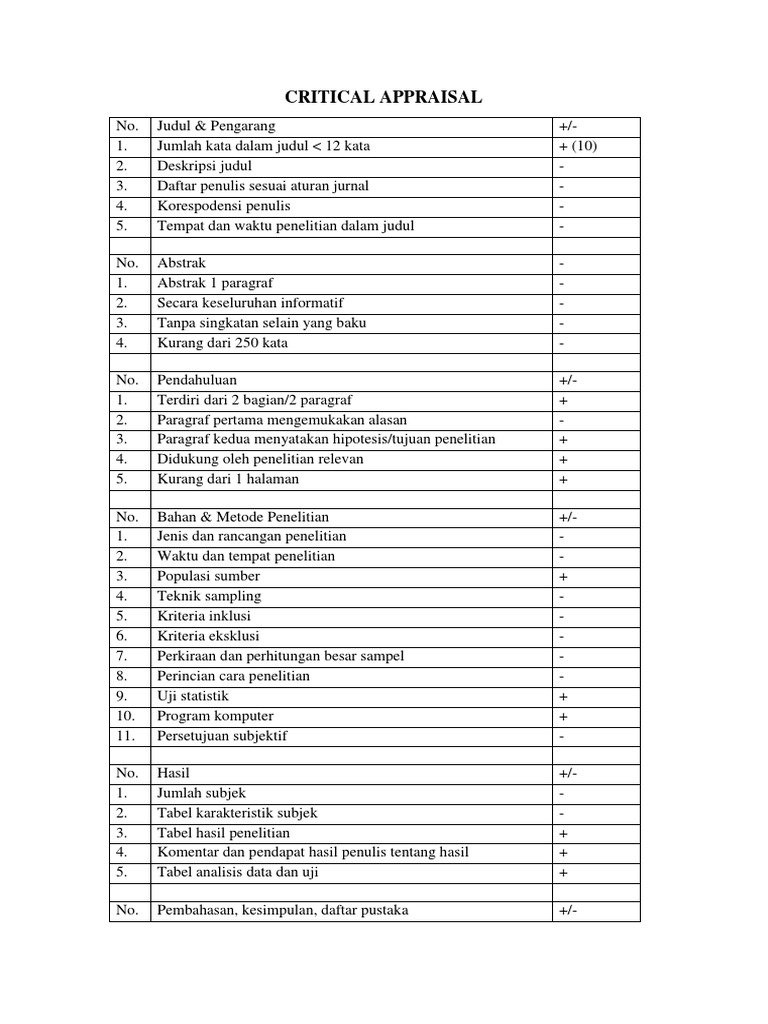 Critical Appraisal Jurnal | PDF