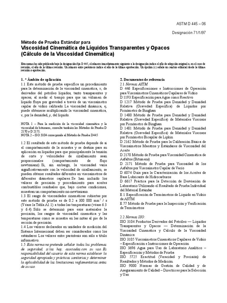 ASTM-D-445-06 Español | PDF | Ciencia y matemáticas | Tecnología