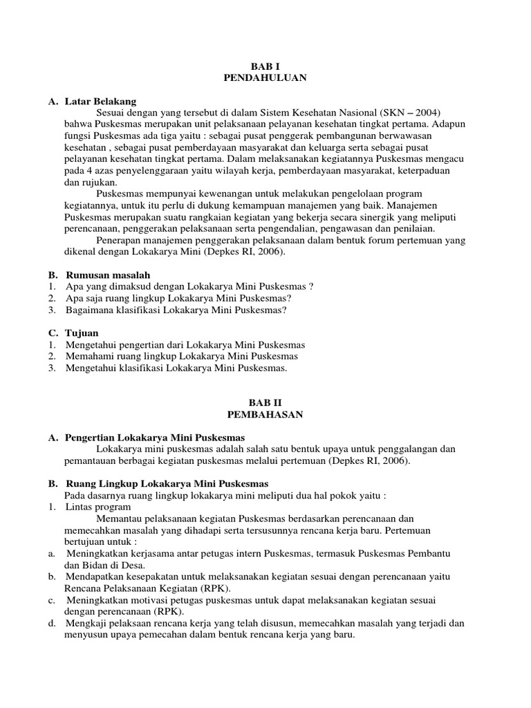 Contoh Loka Karya Mini Dan Ruk Dan RPK | PDF