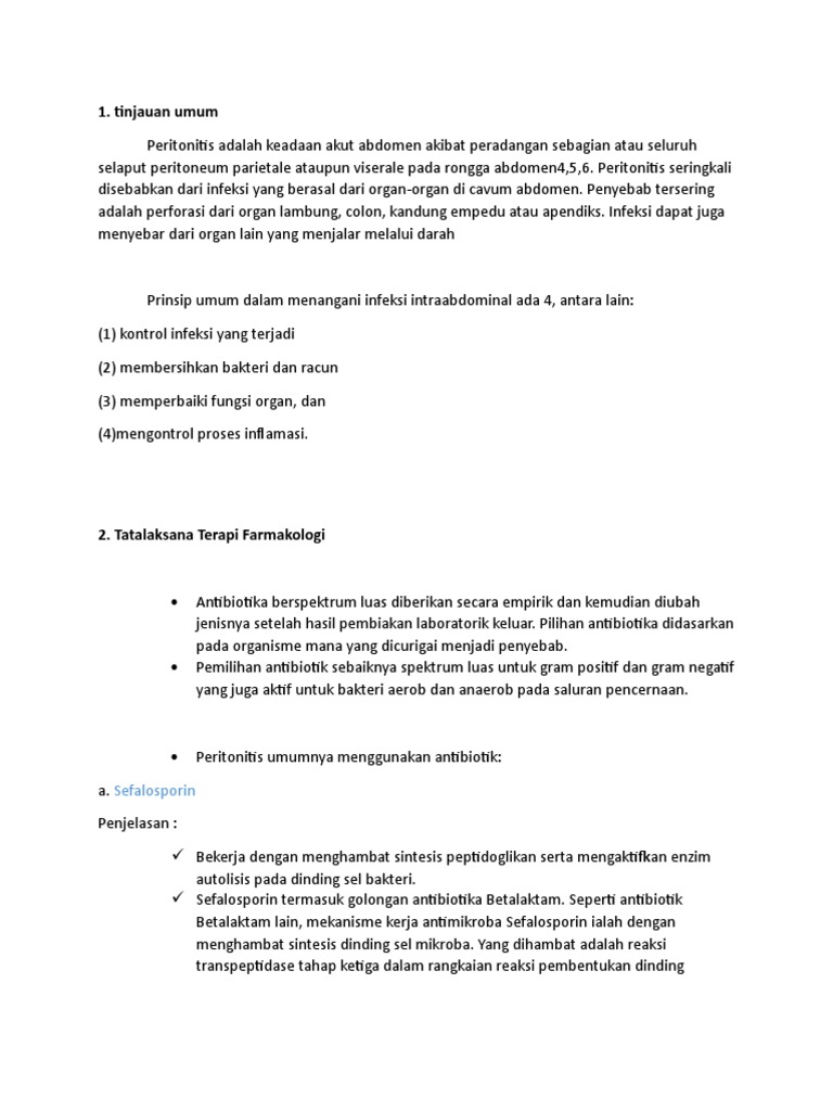 Terapi Farmakologi Peritonitis | PDF | Kesehatan Holistik