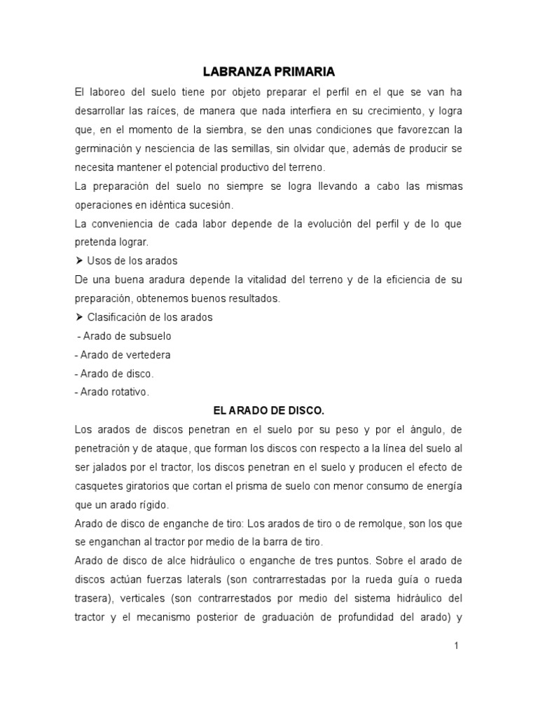 Labranza Primaria | PDF | Arado | Suelo